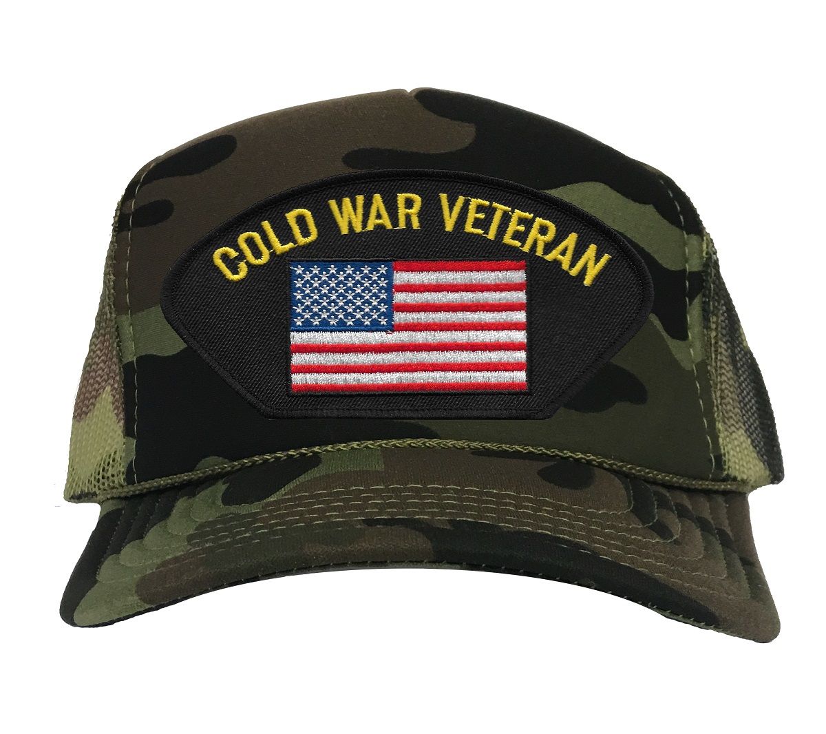 Cold War Veteran with US Flag Camo Mesh Back Cap - New Camo Mesh Caps ...