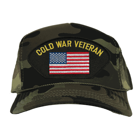 Cold War Veteran with US Flag Camo Mesh Back Cap - New Camo Mesh Caps ...
