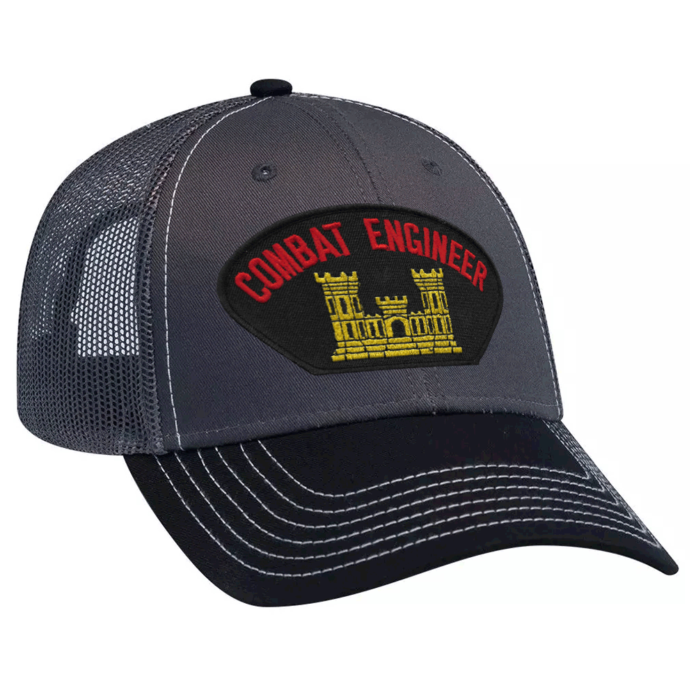 Combat Engineer Gray Mesh Back Cap - New Gray Mesh Caps - PriorService.com