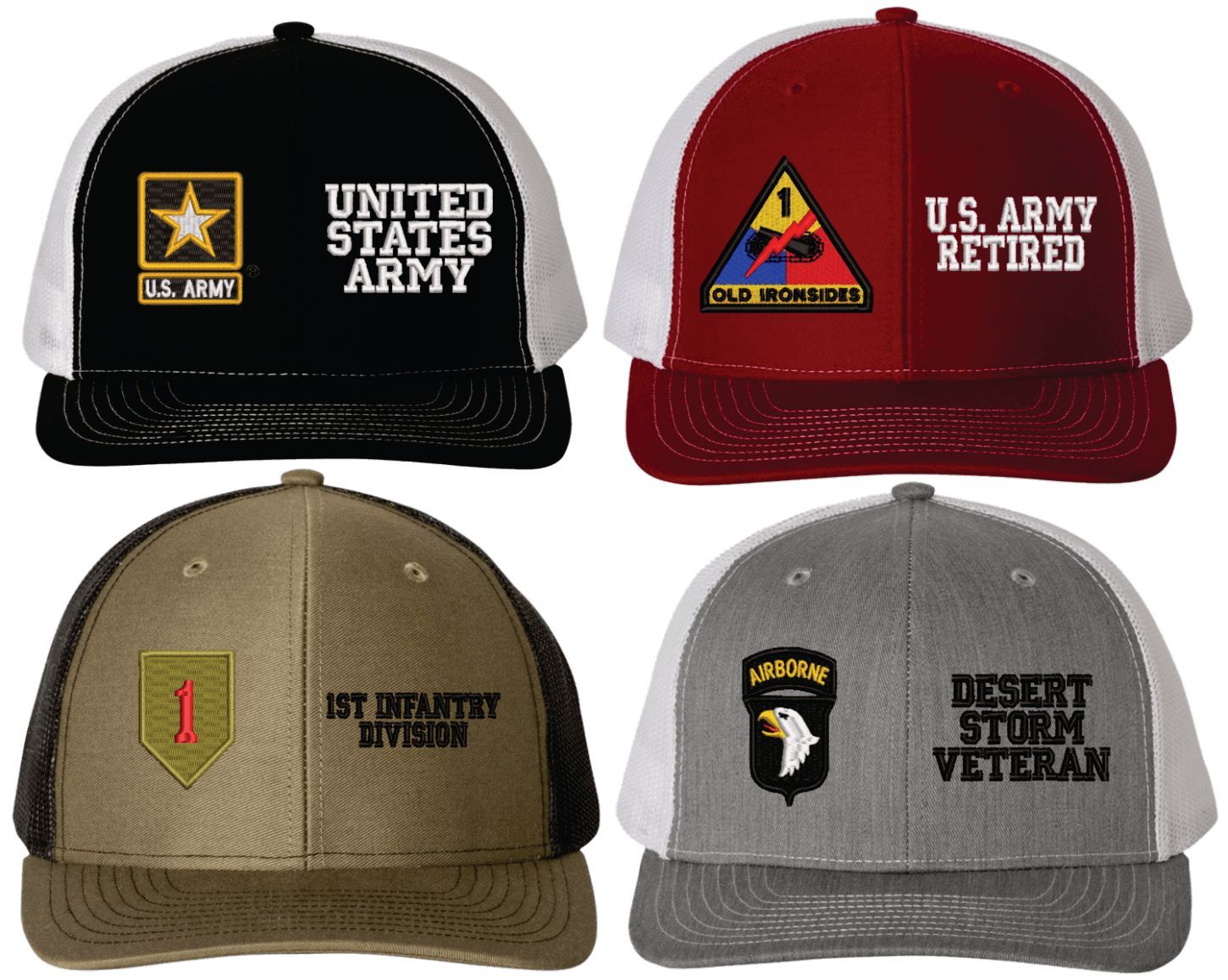 Custom US Army Split Mesh Back Cap - US Army Custom Caps - PriorService.com