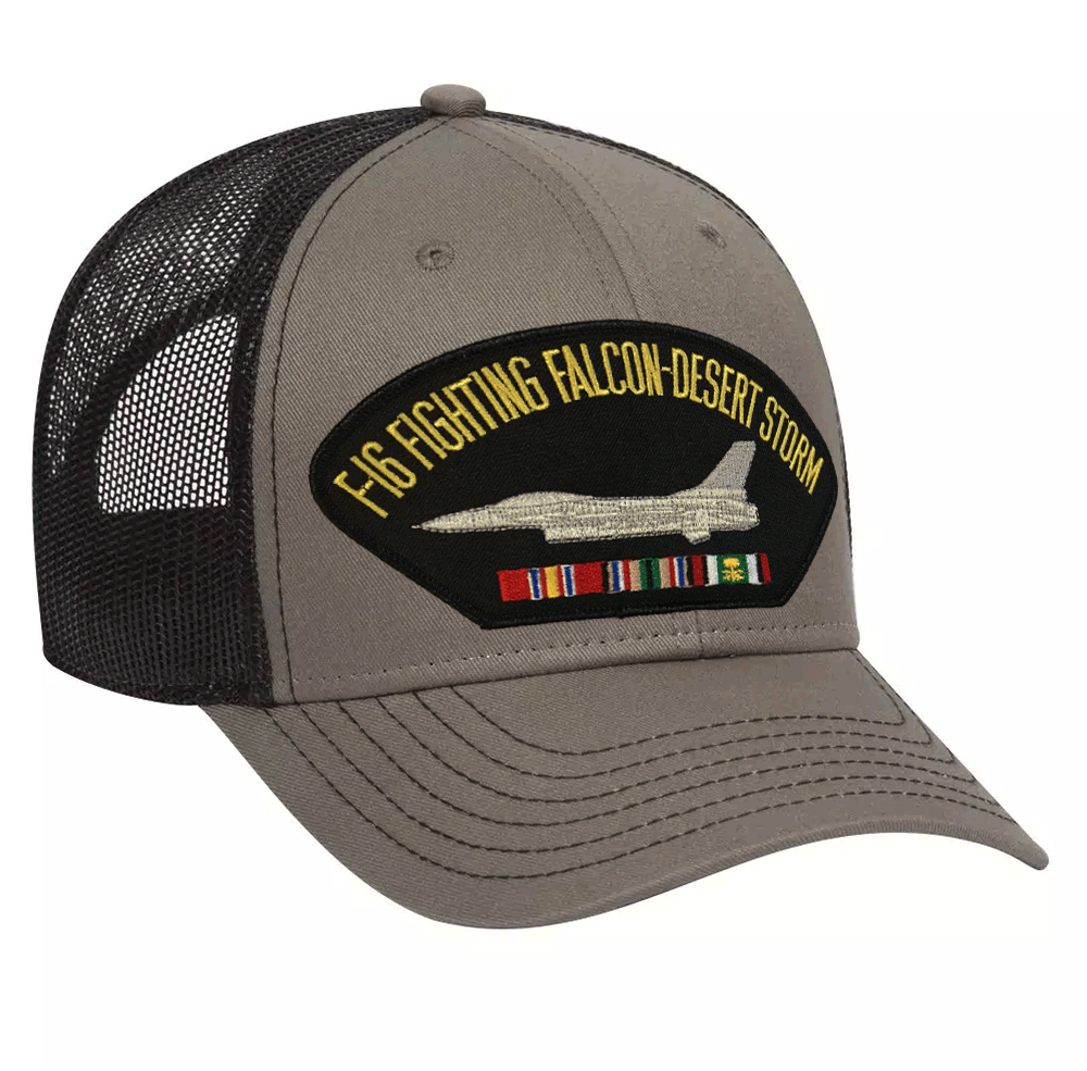 F-16 Fighting Falcon Desert Storm OD Green Mesh Back Cap - New OD Green ...