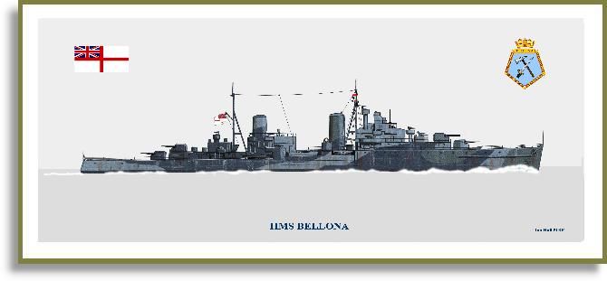 HMS Bellona British WWII cruiser Ship Print - Cruisers A-F ...
