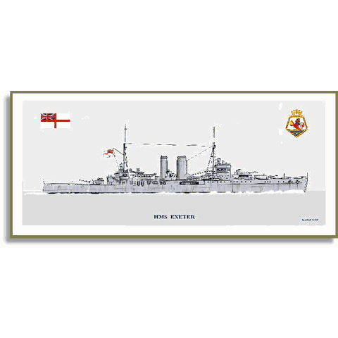 HMS Exeter Ship Print - Cruisers G-M - PriorService.com