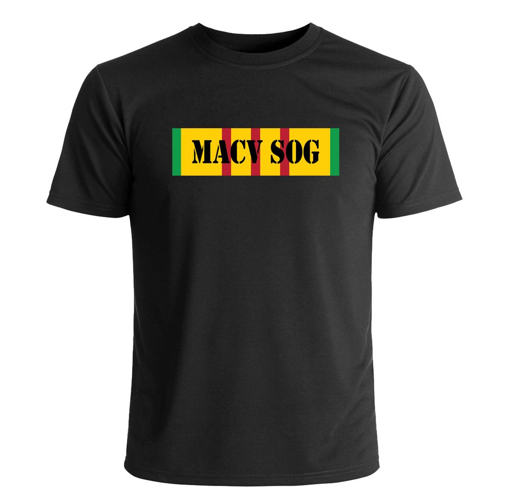 MACV SOG Vietnam Black T-Shirt - Vietnam Service Ribbon T Shirts ...