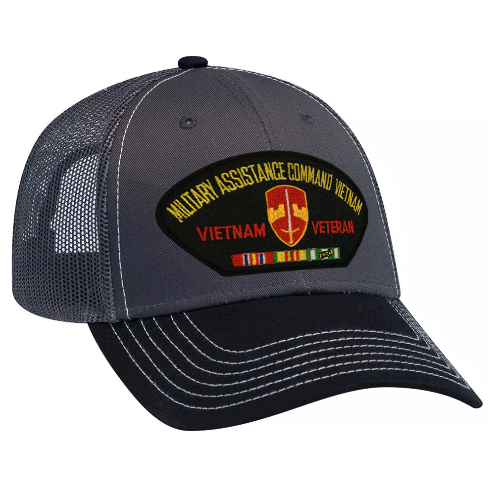 MACV Vietnam Veteran Gray Mesh Back Cap - New Gray Mesh Caps ...