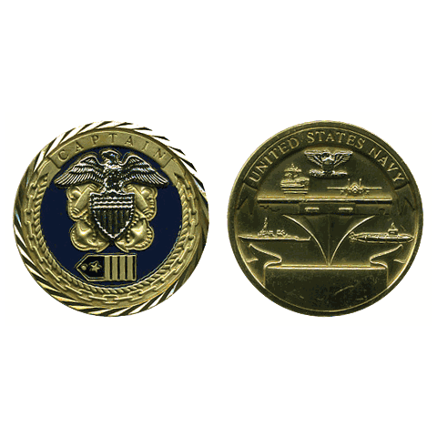 Navy Captain Challenge Coin - US Navy Rank Coins - PriorService.com