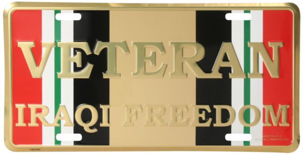 Operation Iraqi Freedom Veteran License Plate - US Army Iraq Veteran ...