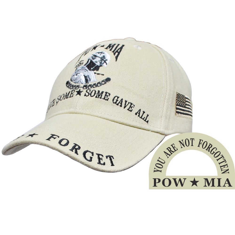 POW-MIA Never Forget Tan Ball Cap - New Ball Caps - PriorService.com