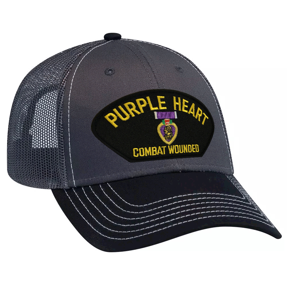 Purple Heart Gray Mesh Back Cap - New Gray Mesh Caps - PriorService.com