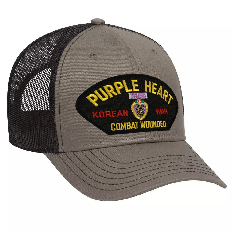 Purple Heart Korean War OD Green Mesh Back Cap - New OD Green Mesh Caps ...