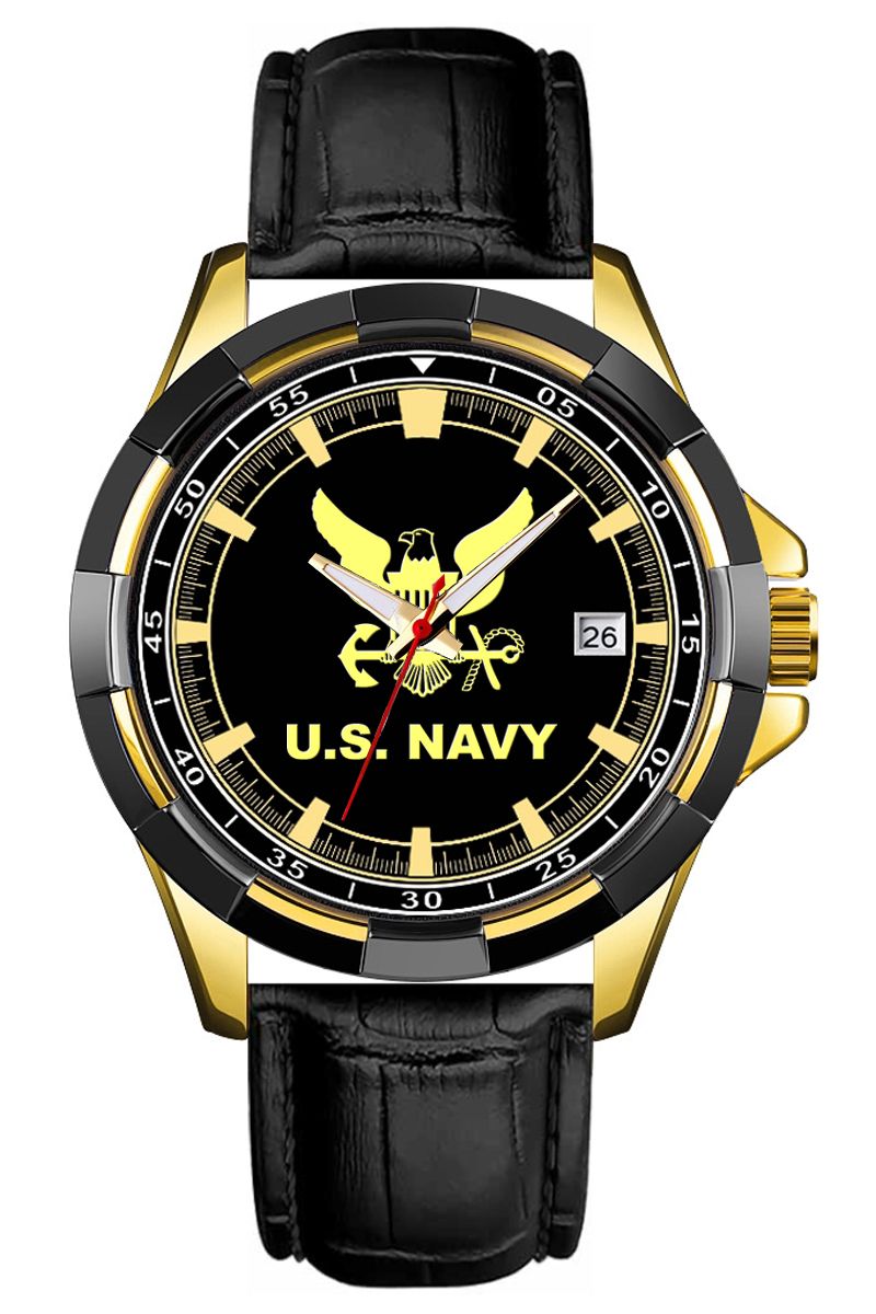 Retro US Navy Watch with Leather Strap - US Navy Wrist Watches ...