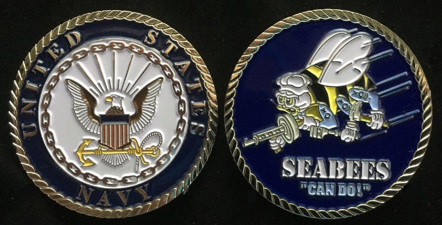 Seabees "Can Do" Enlisted Challenge Coin - New Navy Challenge Coins ...