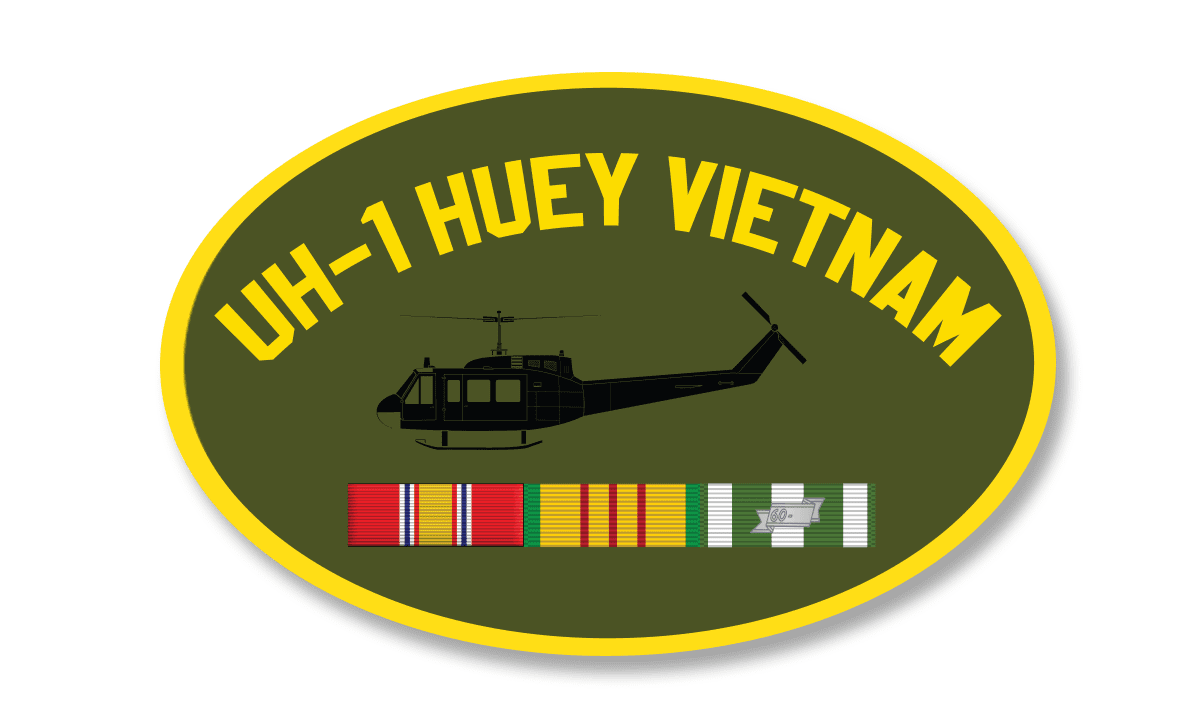 UH-1 Huey with Vietnam Service Ribbons Decal - Vietnam Aircraft with ...