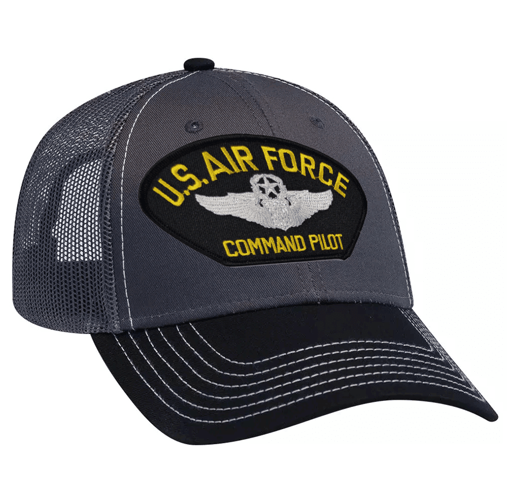 US Air Force Command Pilot Gray Mesh Back Cap - New Gray Mesh Caps ...