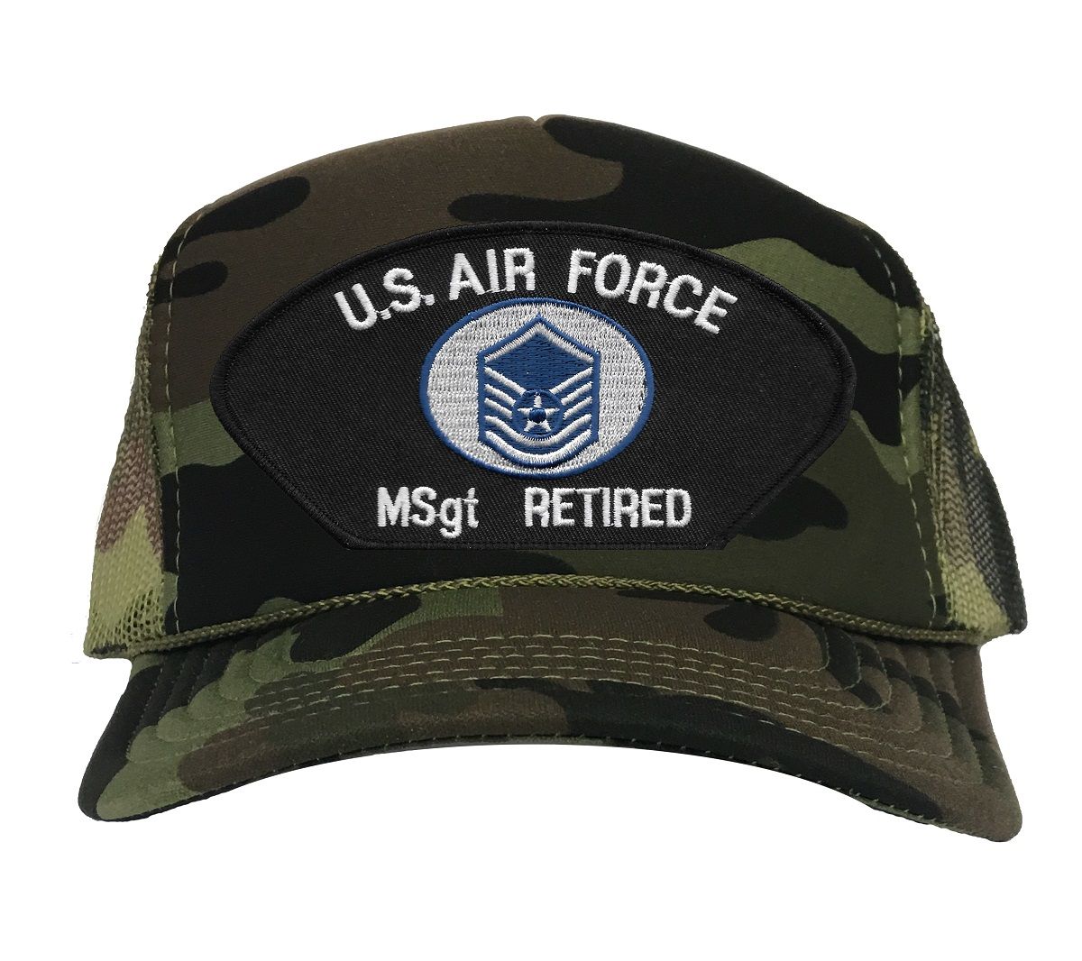 US Air Force Master Sergeant Retired Camo Mesh Back Cap - New Camo Mesh ...