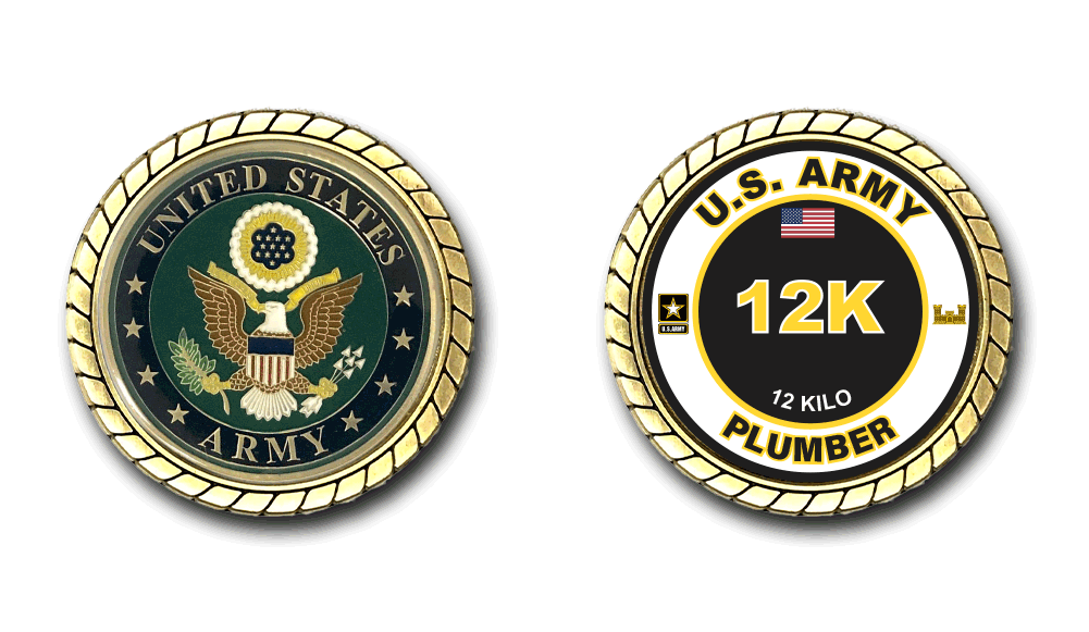 US Army 12K Plumber MOS Challenge Coin - US Army Corps of Engineers MOS ...