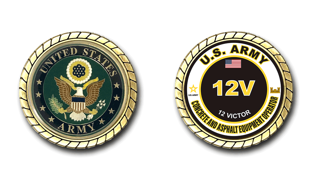 US Army 12V Concrete and Asphalt Equipment Operator MOS Challenge Coin ...