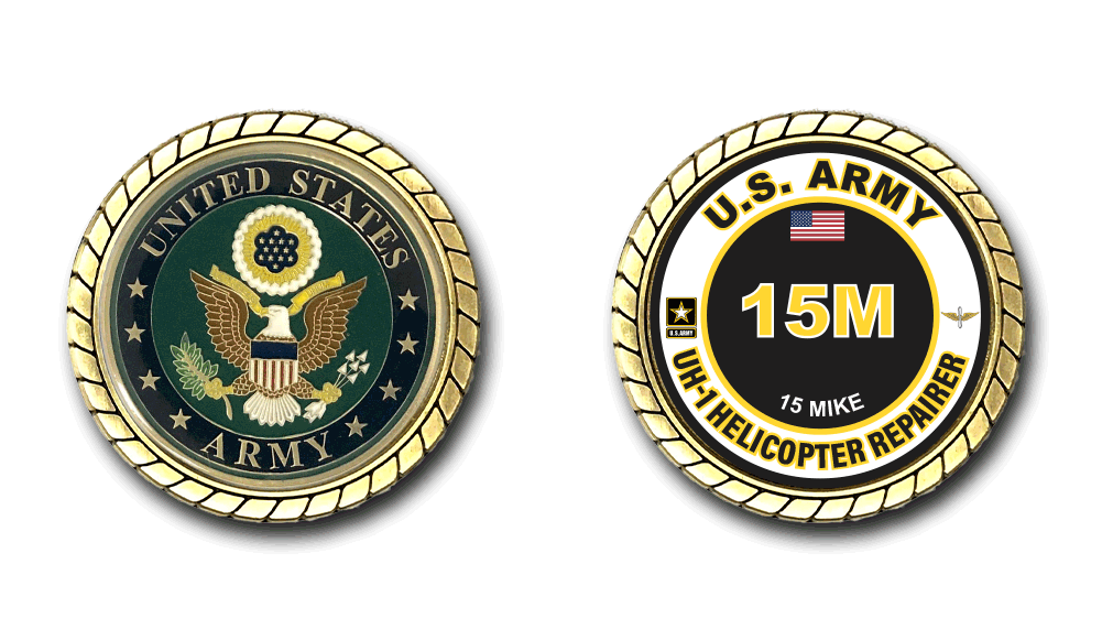 US Army 15M UH-1 Helicopter Repairer MOS Challenge Coin - US Army ...