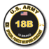 US Army 18B Special Forces Weapons Sergeant MOS Decal