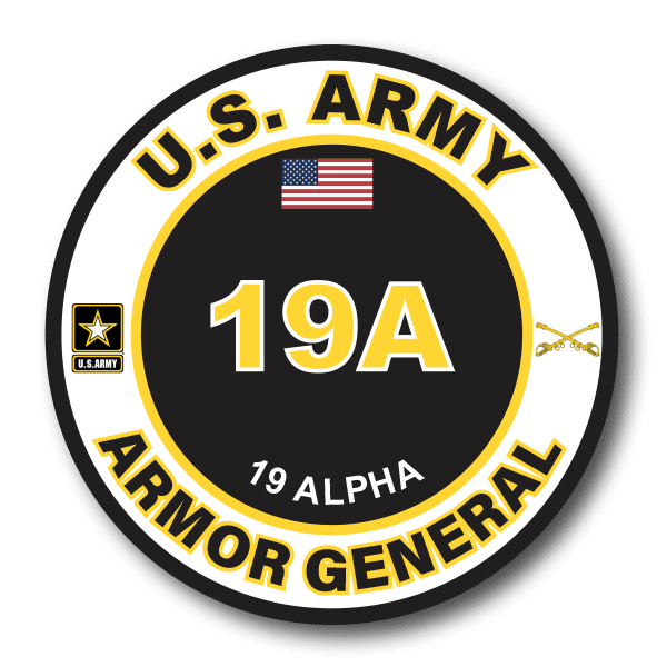 US Army 19A Armor General MOS Decal