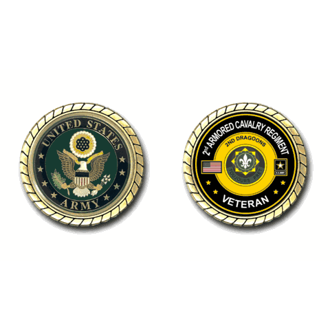 US Army 2nd Armored Cavalry Regiment Veteran Challenge Coin - US Army ...