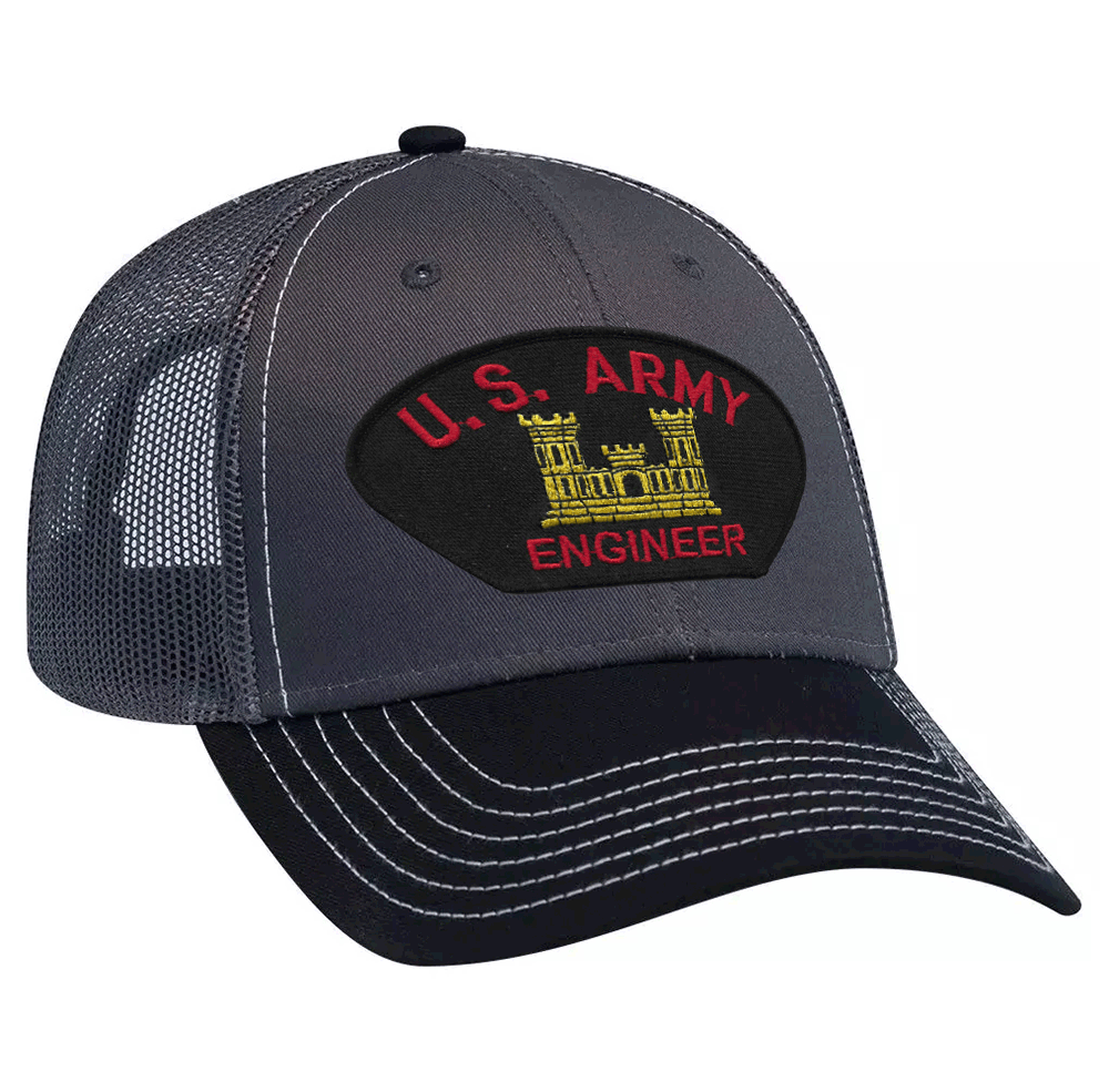US Army Engineer Gray Mesh Back Cap - New Gray Mesh Caps - PriorService.com