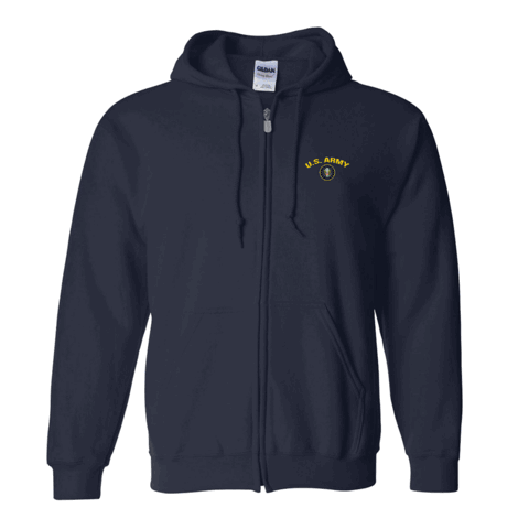 US Army Full Zip Hooded Sweatshirt - Branch Veteran & Retired Full Zip ...