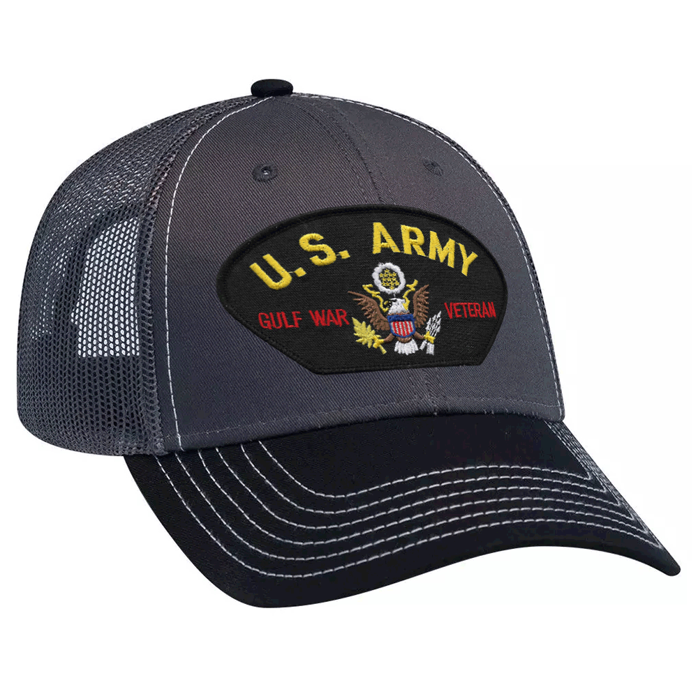 US Army Gulf War Veteran Gray Mesh Back Cap - New Gray Mesh Caps ...
