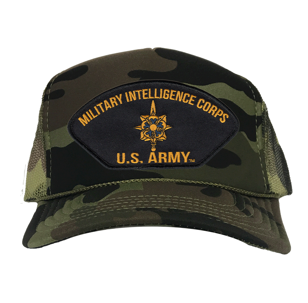 US Army Military Intelligence Corps Camo Mesh Ball Cap - US Army Branch ...