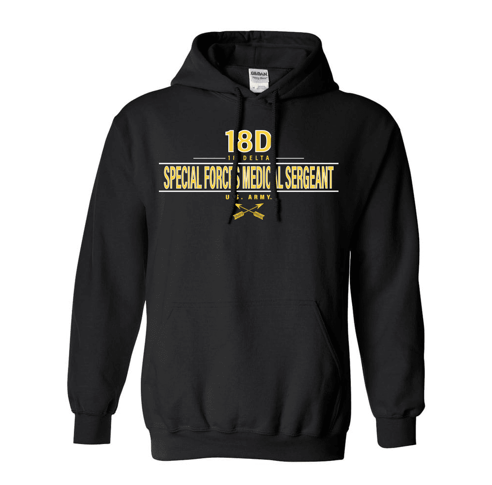 Us Army Mos 18d Special Forces Medical Sergeant Hooded Sweatshirt Us Army Special Forces Mos