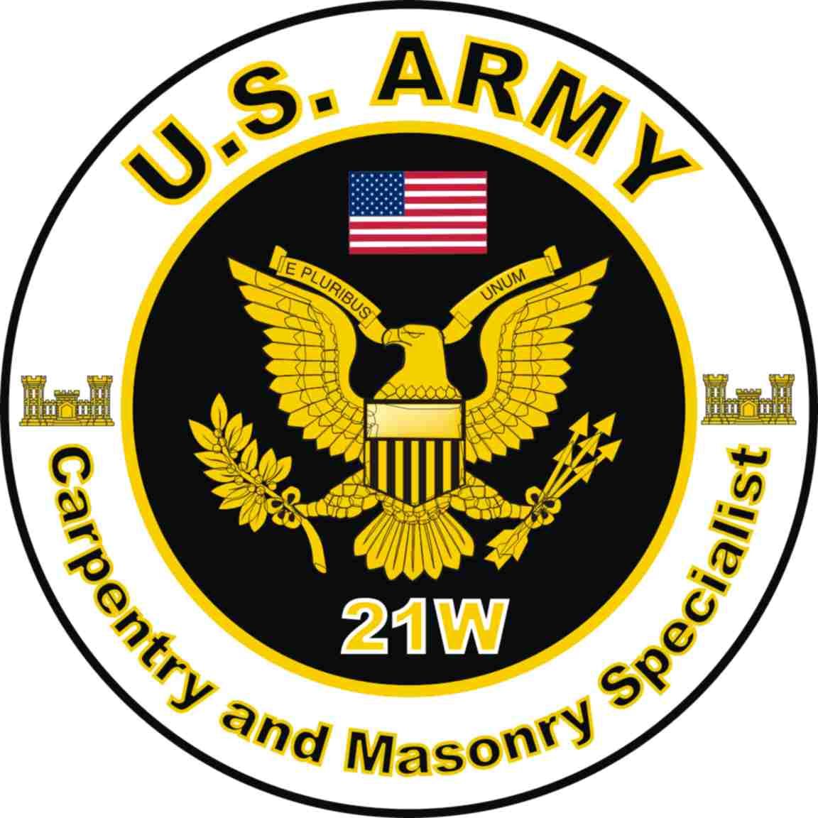 US Army MOS 21W Carpentry & Masonry Specialist Decal - US Army MOS ...