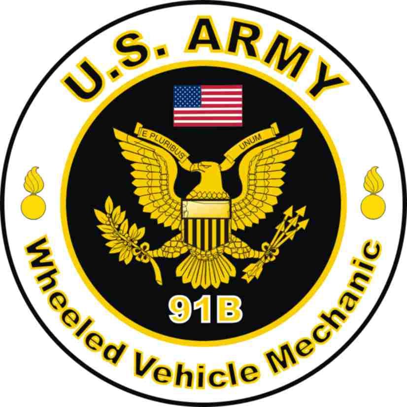 US Army MOS 91B Wheeled Vehicle Mechanic Decal - US Army MOS Decals ...