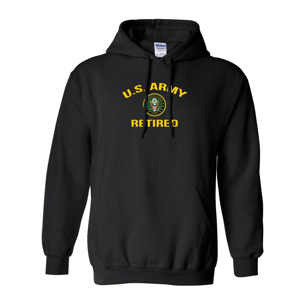 US Army Retired Hooded Sweatshirt - Branch Veteran & Retired Hooded ...