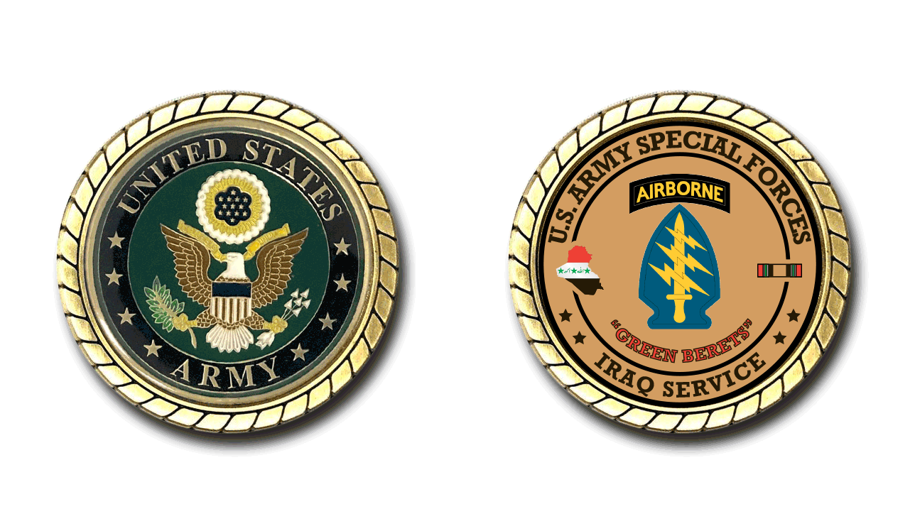 US Army Special Forces Iraq Service Challenge Coin - New US Army Iraq ...
