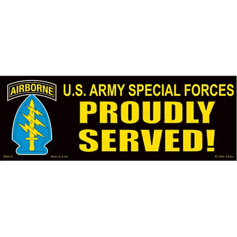 US Army Special Forces Proudly Served Bumper Sticker - US Army Bumper ...