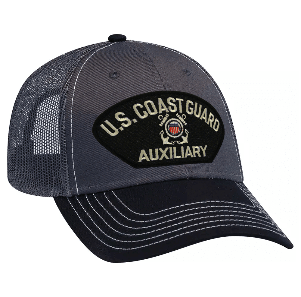 US Coast Guard Auxiliary Gray Mesh Back Cap - New Gray Mesh Caps ...