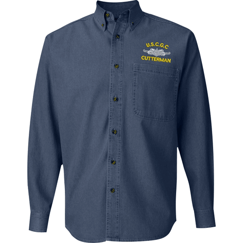 US Coast Guard Custom Embroidered Long Sleeve Denim Shirt - US Coast ...