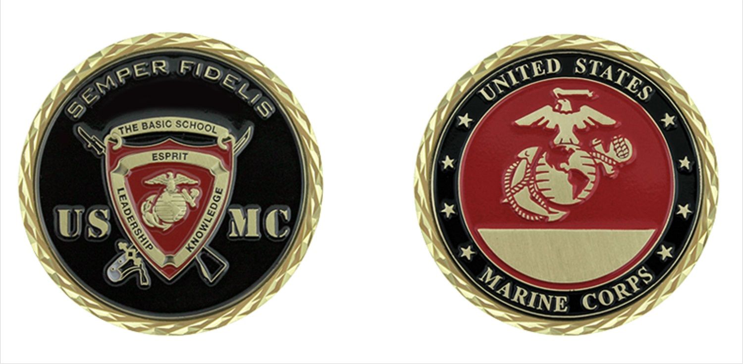 US Marine Corps Basic School Challenge Coin - US Marine Corps Challenge ...