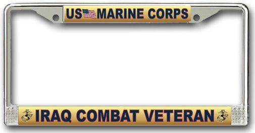 US Marine Corps Iraq Combat Veteran License Plate Frame - Marine Corps ...