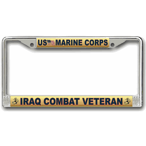US Marine Corps Iraq Combat Veteran License Plate Frame - Marine Corps ...