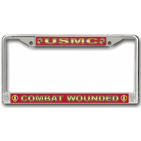 US Marine Corps Purple Heart Combat Wounded License Plate Frame - US ...