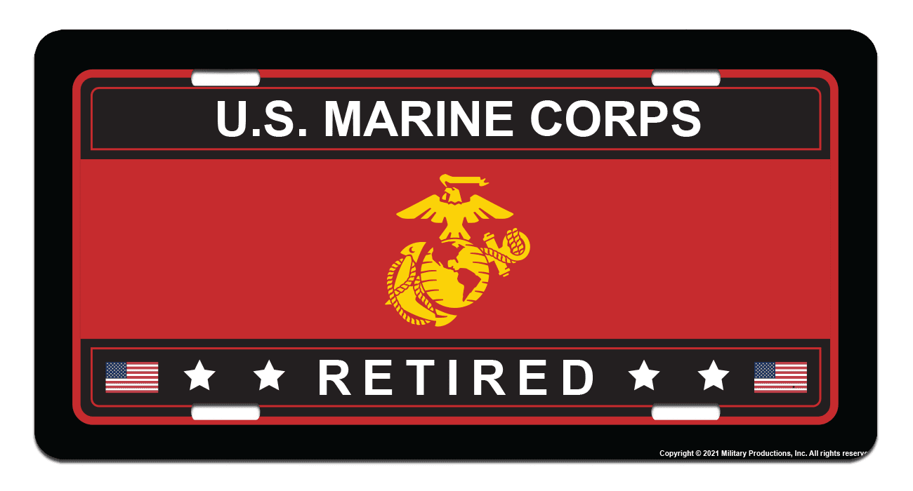 US Marine Corps Retired License Plate - US Marine Corps License Plates ...