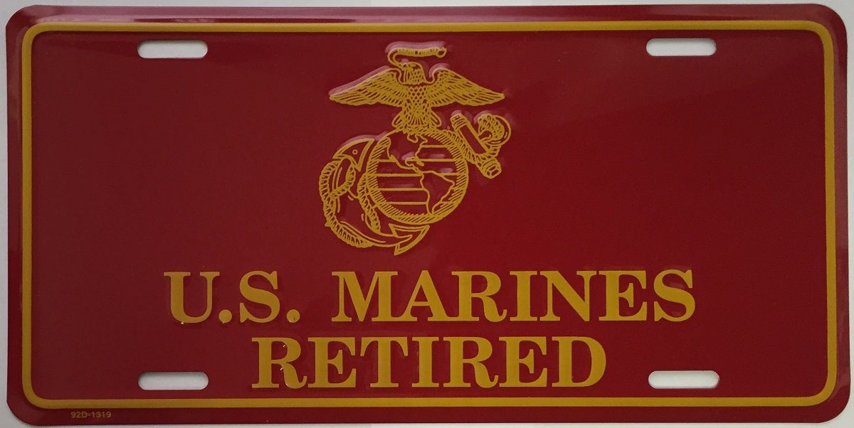 US Marine Corps Retired License Plate - US Marine Corps License Plates ...