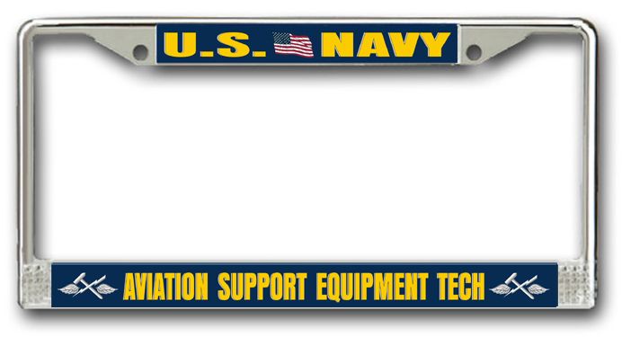 US Navy Aviation Support Equipment Tech Chrome License Plate Frame - US ...