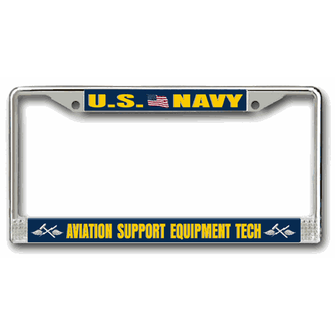US Navy Aviation Support Equipment Tech Chrome License Plate Frame - US ...