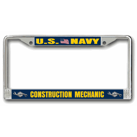US Navy Construction Mechanic CM Chrome License Plate Frame - US Navy ...