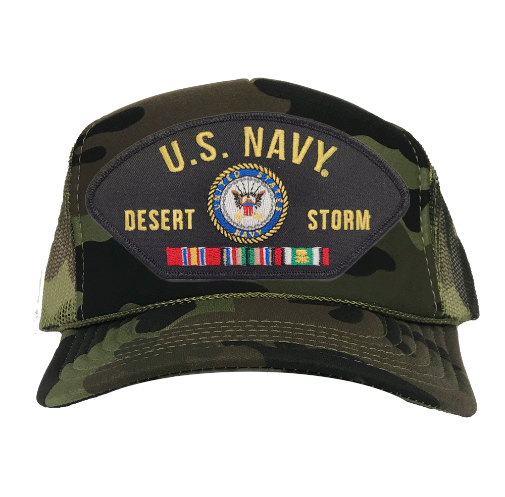 US Navy Desert Storm Ribbon Camo Mesh Cap - Desert Storm Veteran Caps ...