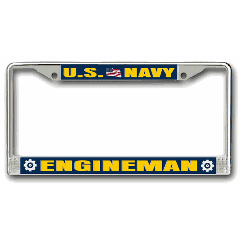 US Navy Engineman EN Chrome License Plate Frame - US Navy Rate License ...