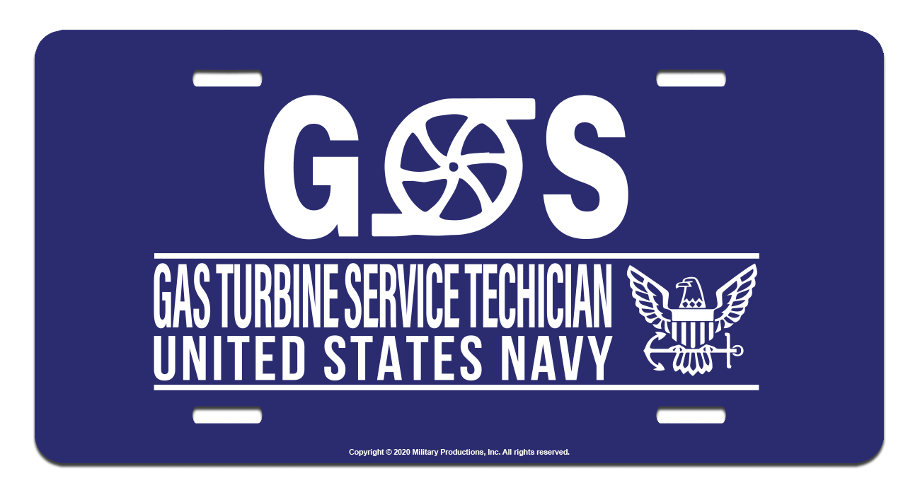US Navy Gas Turbine Service Technician License Plate - US Navy Rating ...