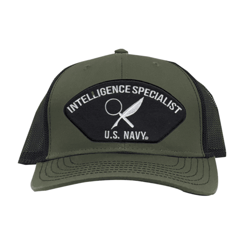 US Navy Intelligence Specialist OD Green Mesh Ball Cap - US Navy ...